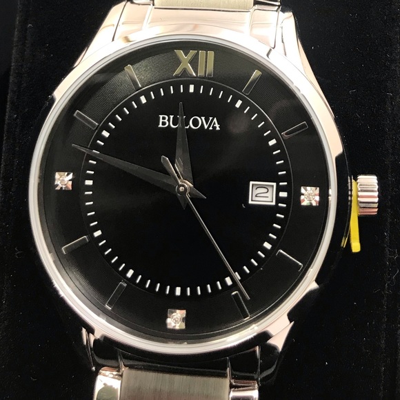 Bulova | Accessories | Bulova Mens Diamond Accents Black Dial Watch New ...